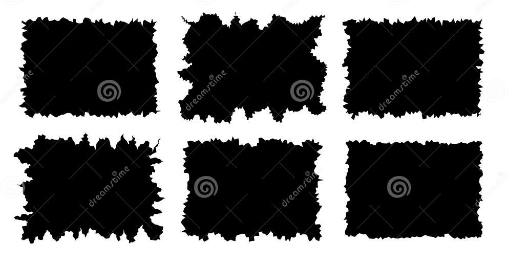 Jagged Rectangle. Black Simple Shape. Rectangle Paper Template Jagged ...