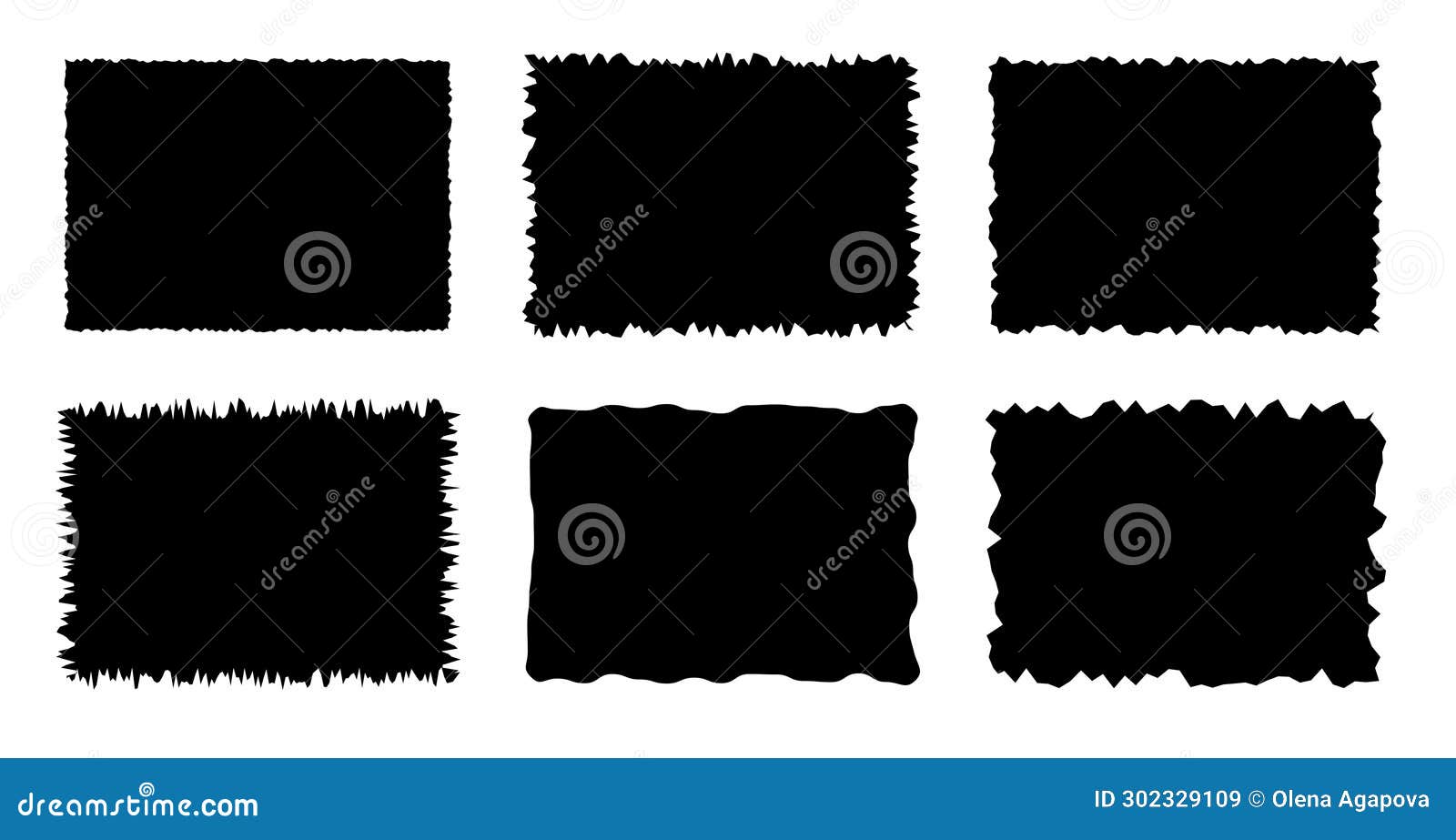 Jagged Rectangle. Black Simple Shape. Rectangle Paper Template Jagged ...