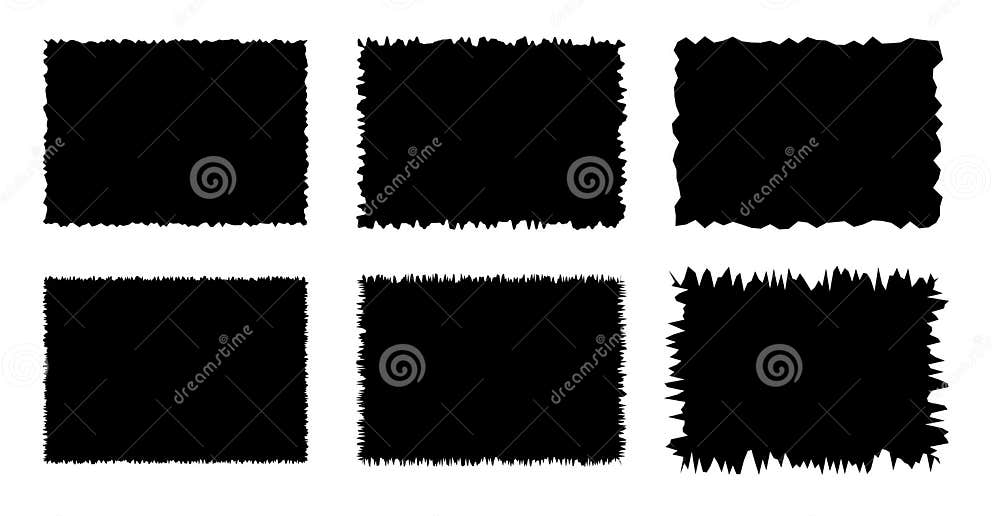 Jagged Rectangle. Black Simple Shape. Rectangle Paper Template Jagged ...