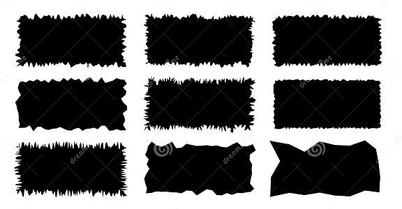 Jagged Rectangle. Black Simple Shape. Rectangle Paper Template Jagged ...
