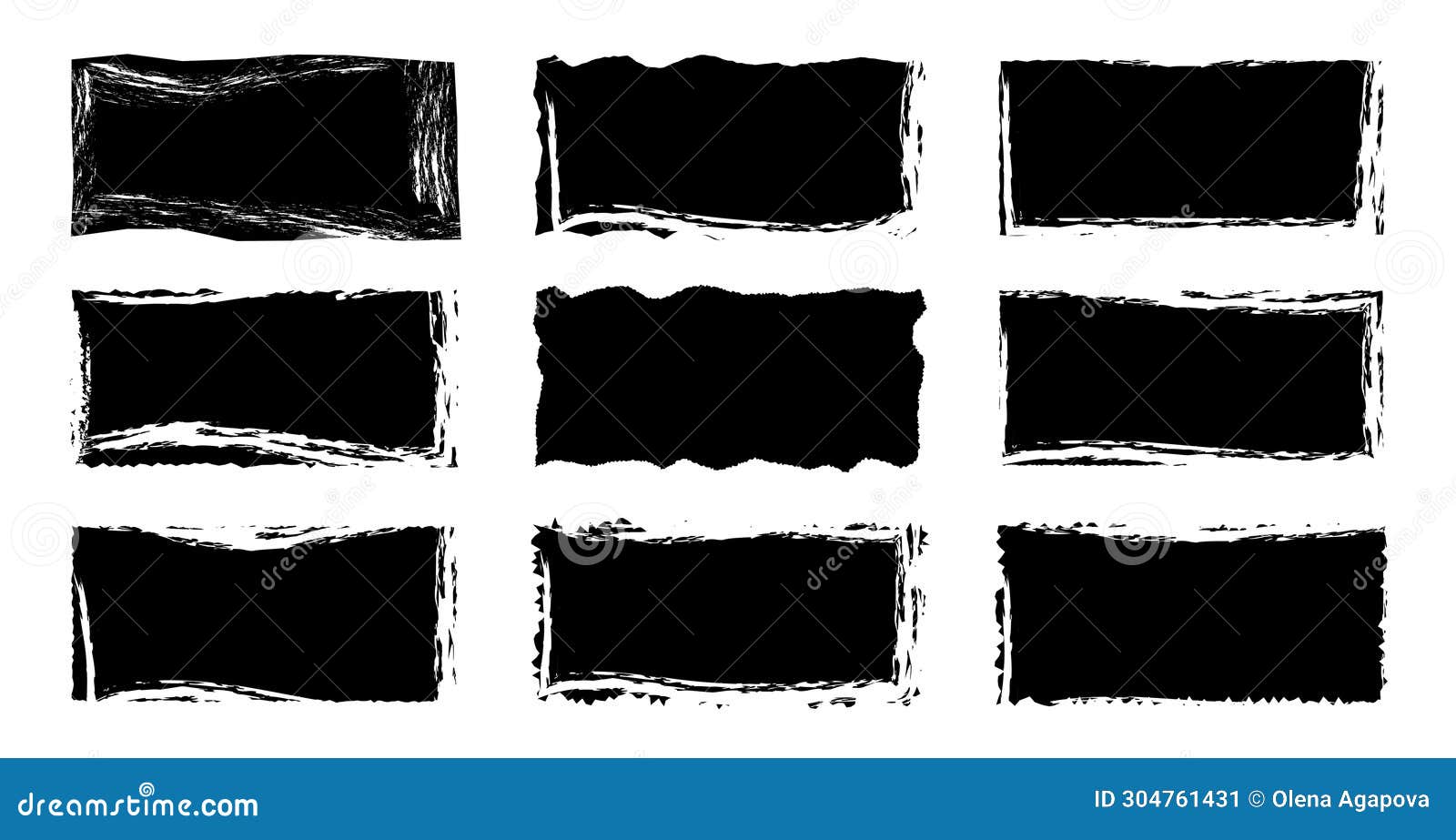 Jagged Rectangle. Black Simple Shape. Rectangle Paper Template Jagged ...