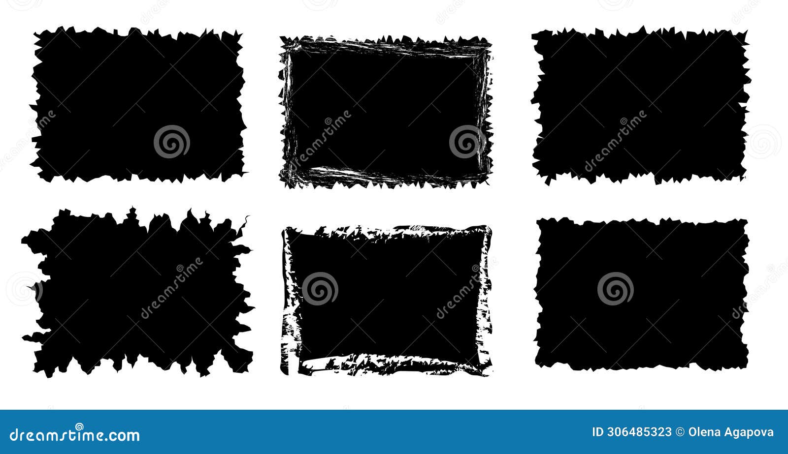 Jagged Rectangle. Black Simple Shape. Rectangle Paper Template Jagged ...