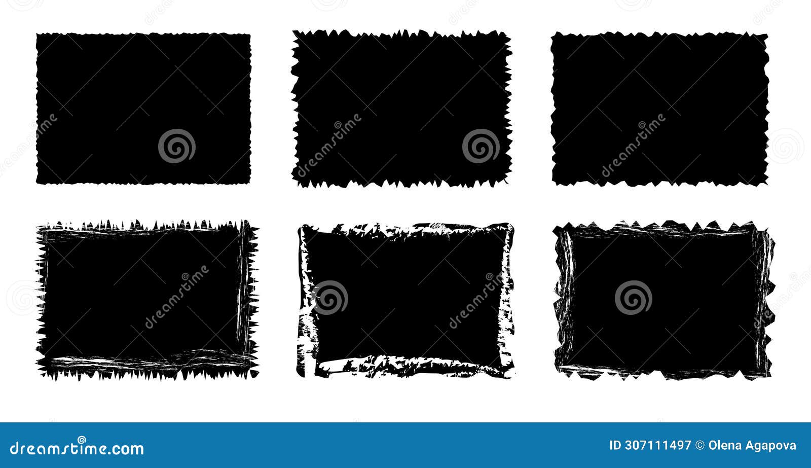 Jagged Rectangle. Black Simple Shape. Rectangle Paper Template Jagged ...