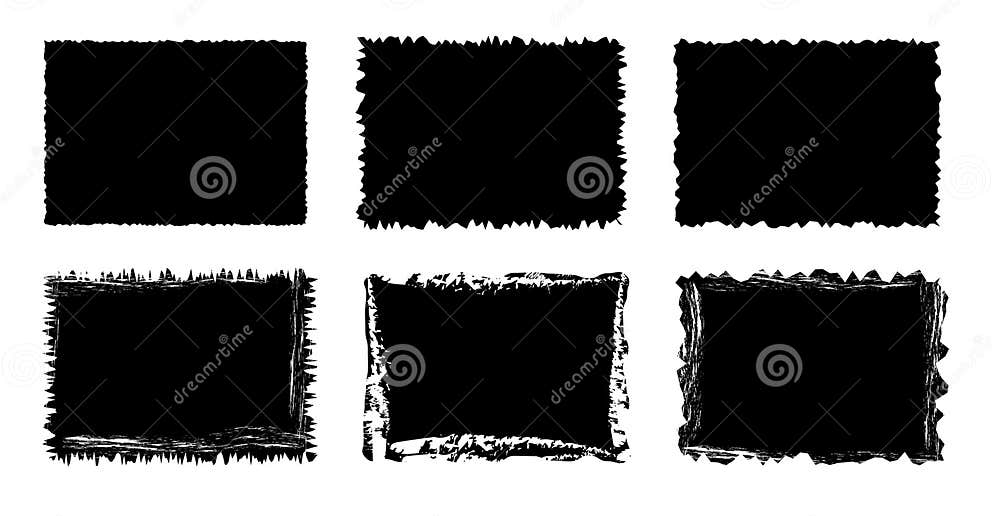 Jagged Rectangle. Black Simple Shape. Rectangle Paper Template Jagged ...