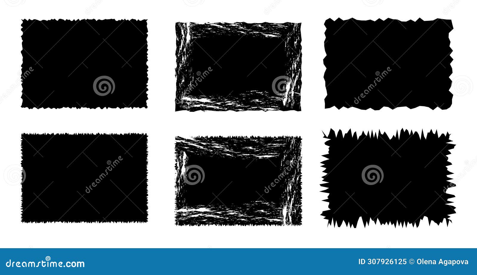 Jagged Rectangle. Black Simple Shape. Rectangle Paper Template Jagged ...