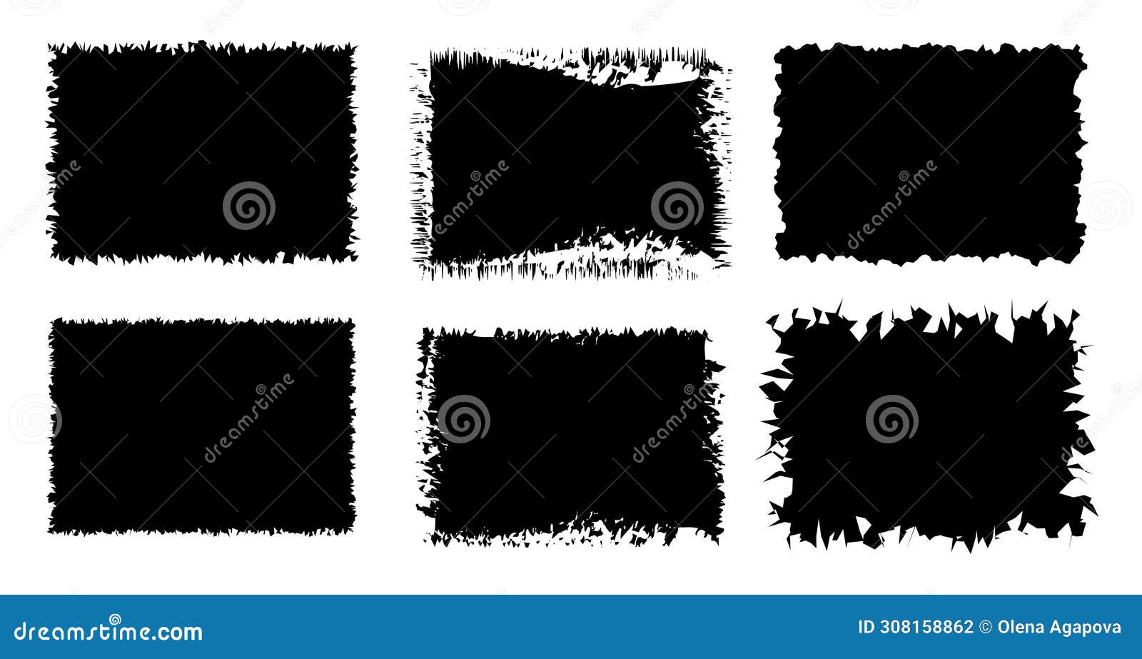 Jagged Rectangle. Black Simple Shape. Rectangle Paper Template Jagged ...