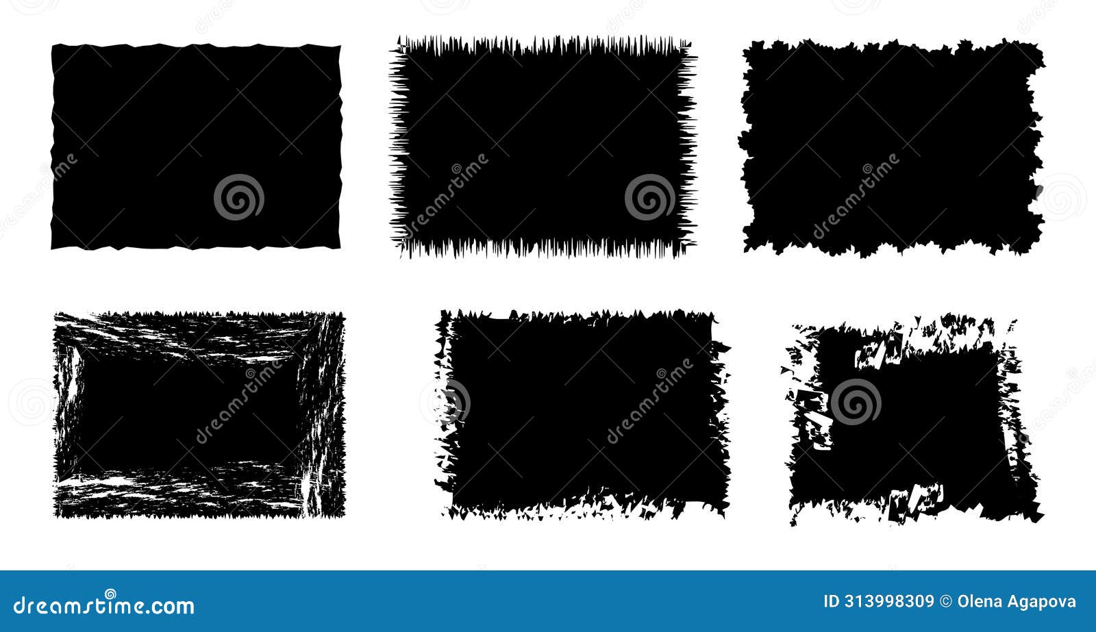 Jagged Rectangle. Black Simple Shape. Rectangle Paper Template Jagged ...