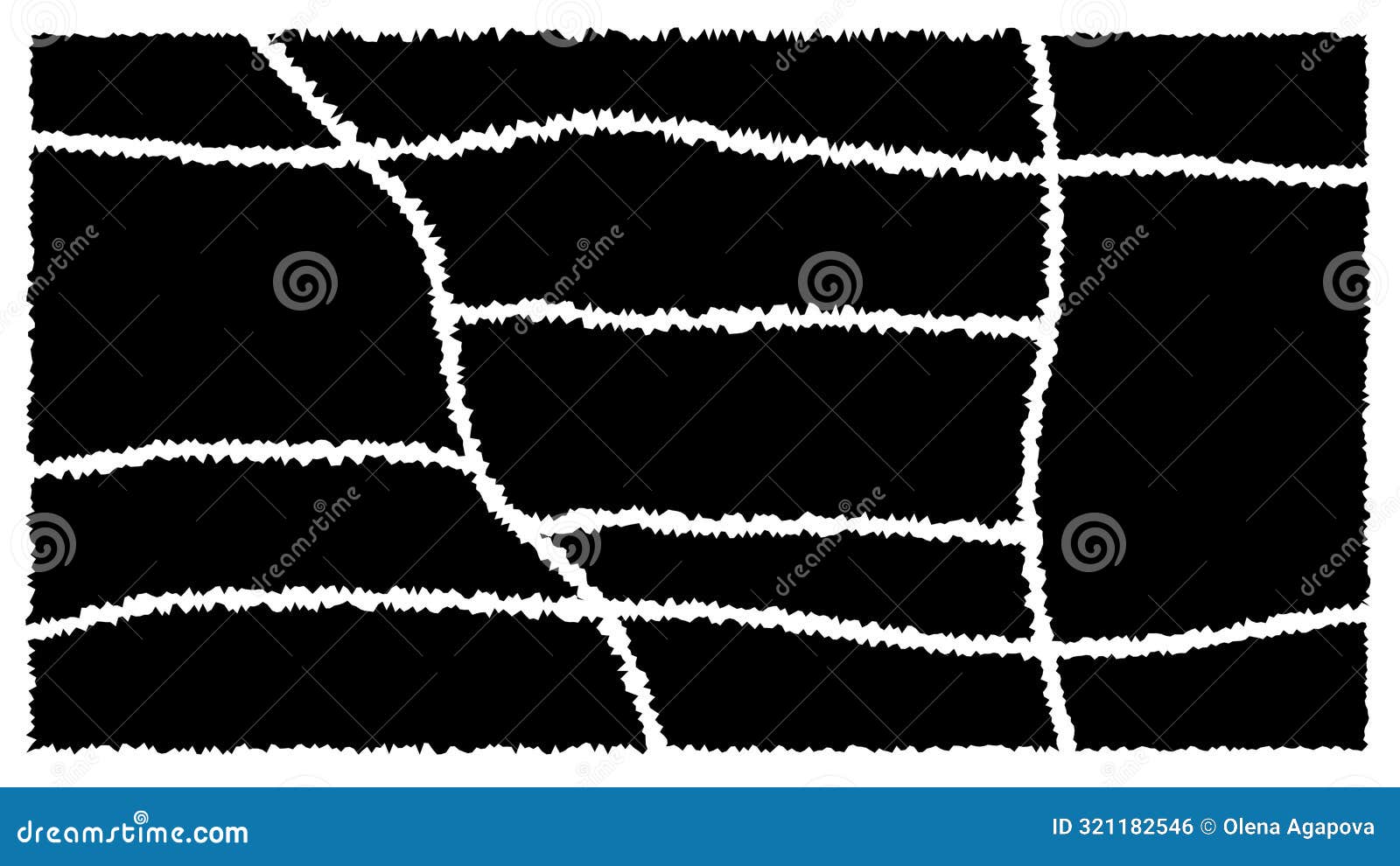 Jagged Rectangle. Black Simple Shape. Rectangle Paper Template Jagged ...