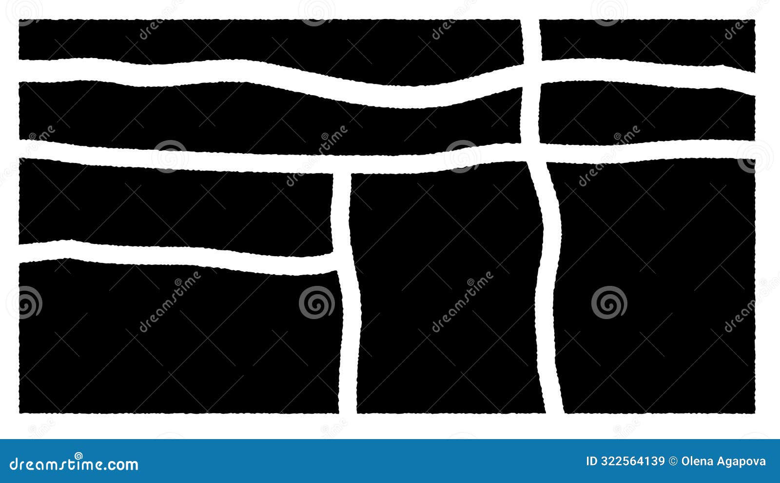 Jagged Rectangle. Black Simple Shape. Rectangle Paper Template Jagged ...