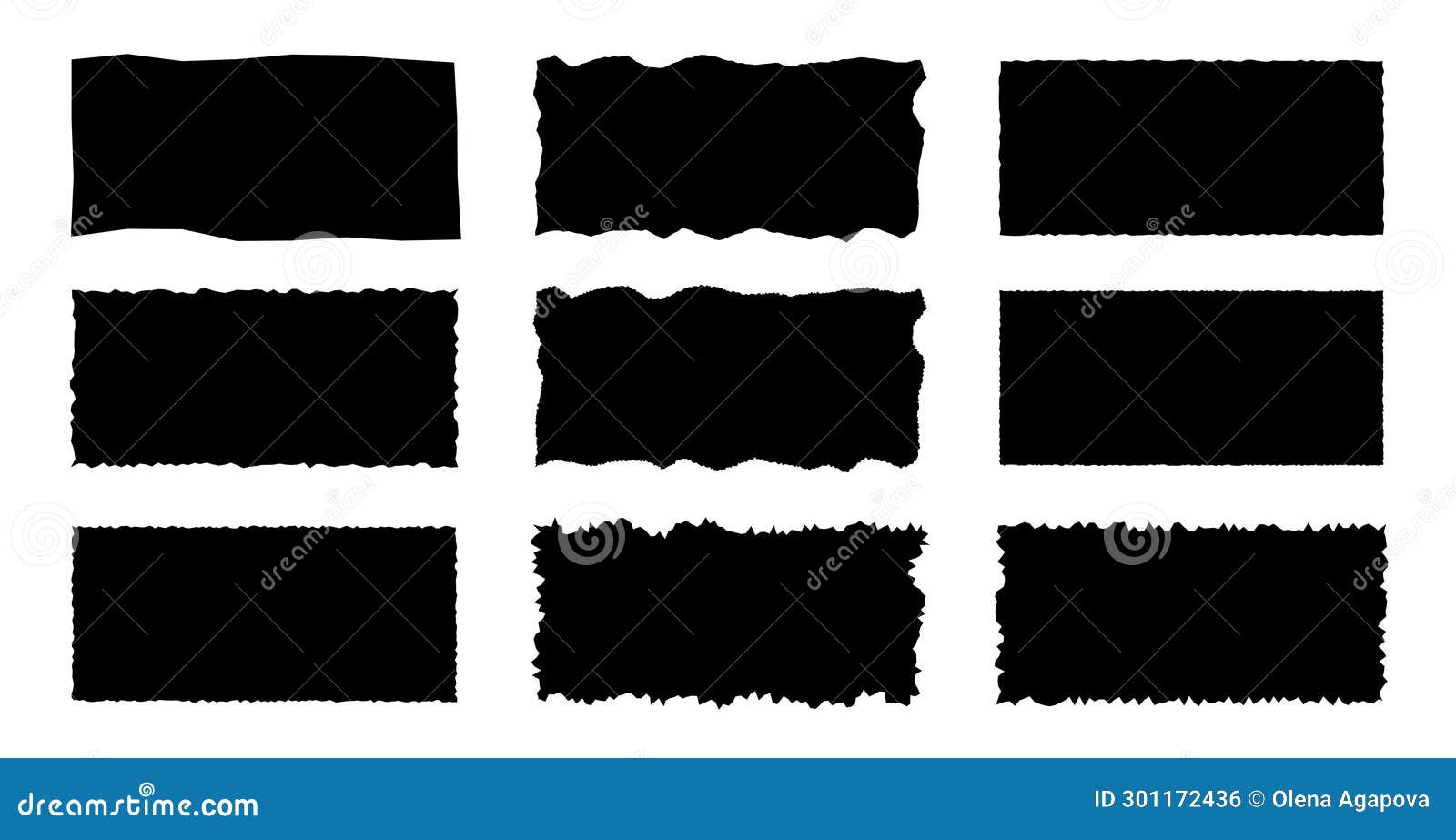 Jagged Rectangle. Black Simple Shape. Rectangle Paper Template Jagged ...