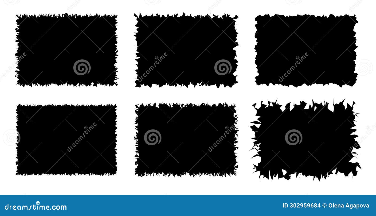 Jagged Rectangle. Black Simple Shape. Rectangle Paper Template Jagged ...