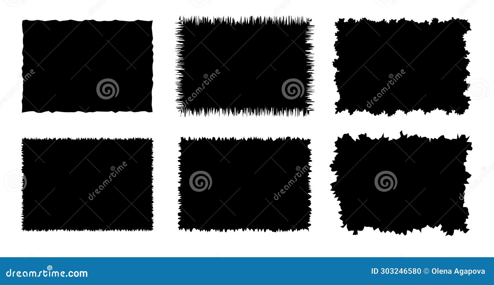 Jagged Rectangle. Black Simple Shape. Rectangle Paper Template Jagged ...