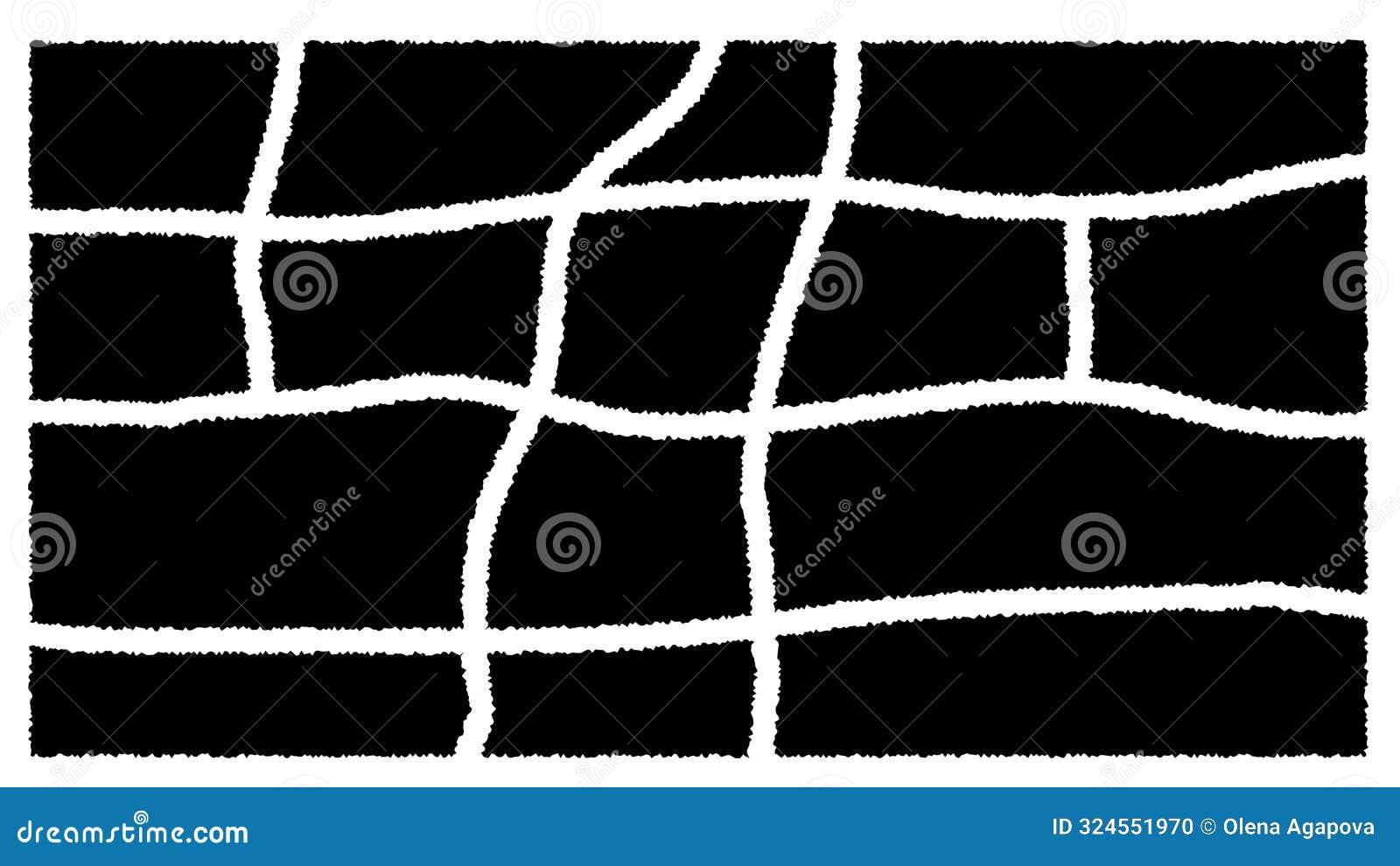 Jagged Rectangle. Black Simple Shape. Rectangle Paper Template Jagged ...