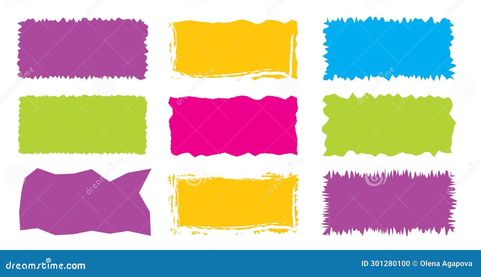 Jagged Rectangle. Bright Color Simple Shapes. Rectangle Paper Template ...