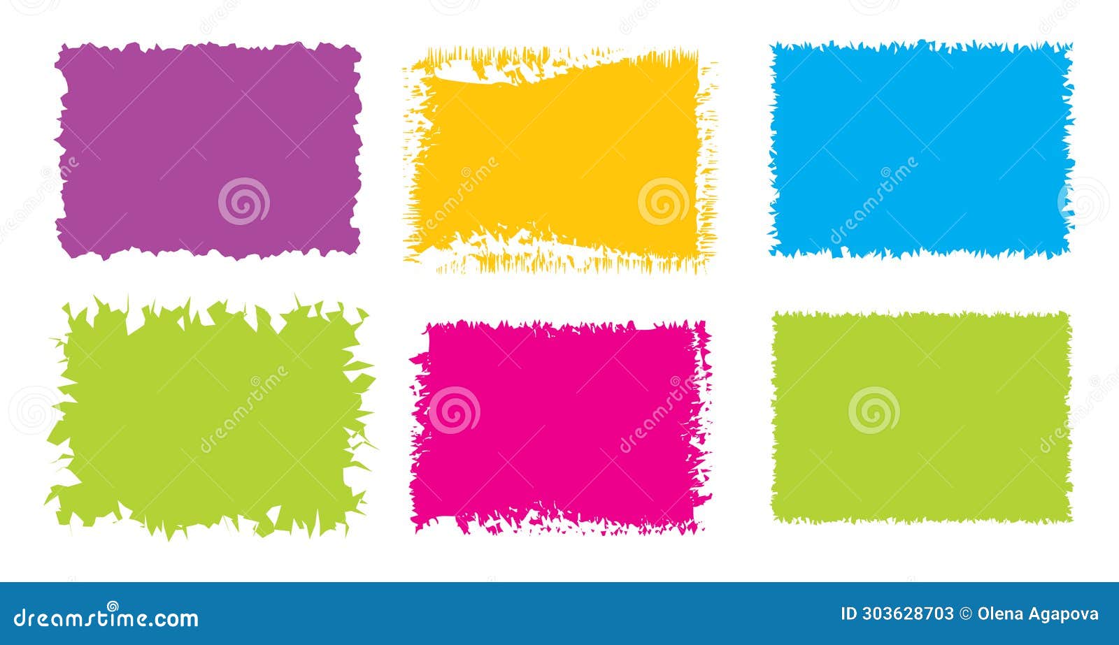 Jagged Rectangle. Bright Color Simple Shapes. Rectangle Paper Template ...