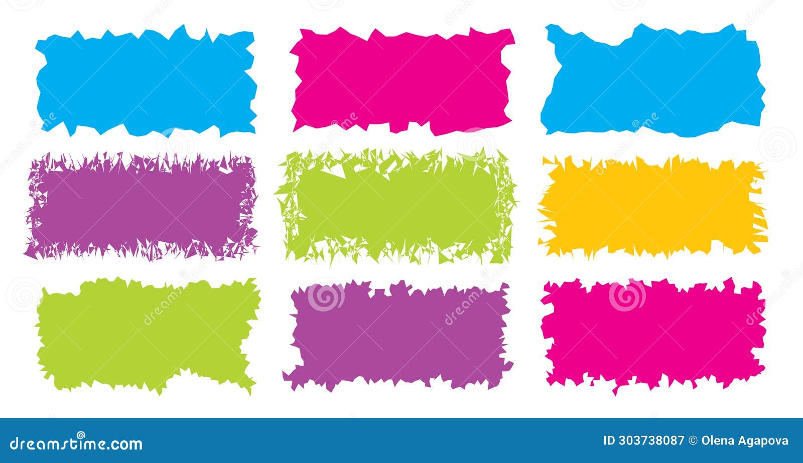 Jagged Rectangle. Bright Color Simple Shapes. Rectangle Paper Template ...