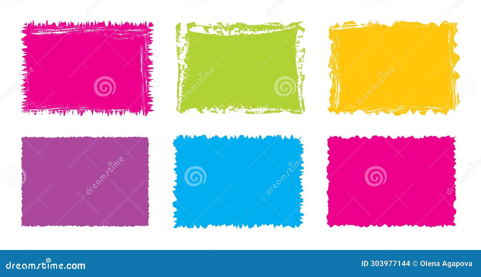 Jagged Rectangle. Bright Color Simple Shapes. Rectangle Paper Template ...