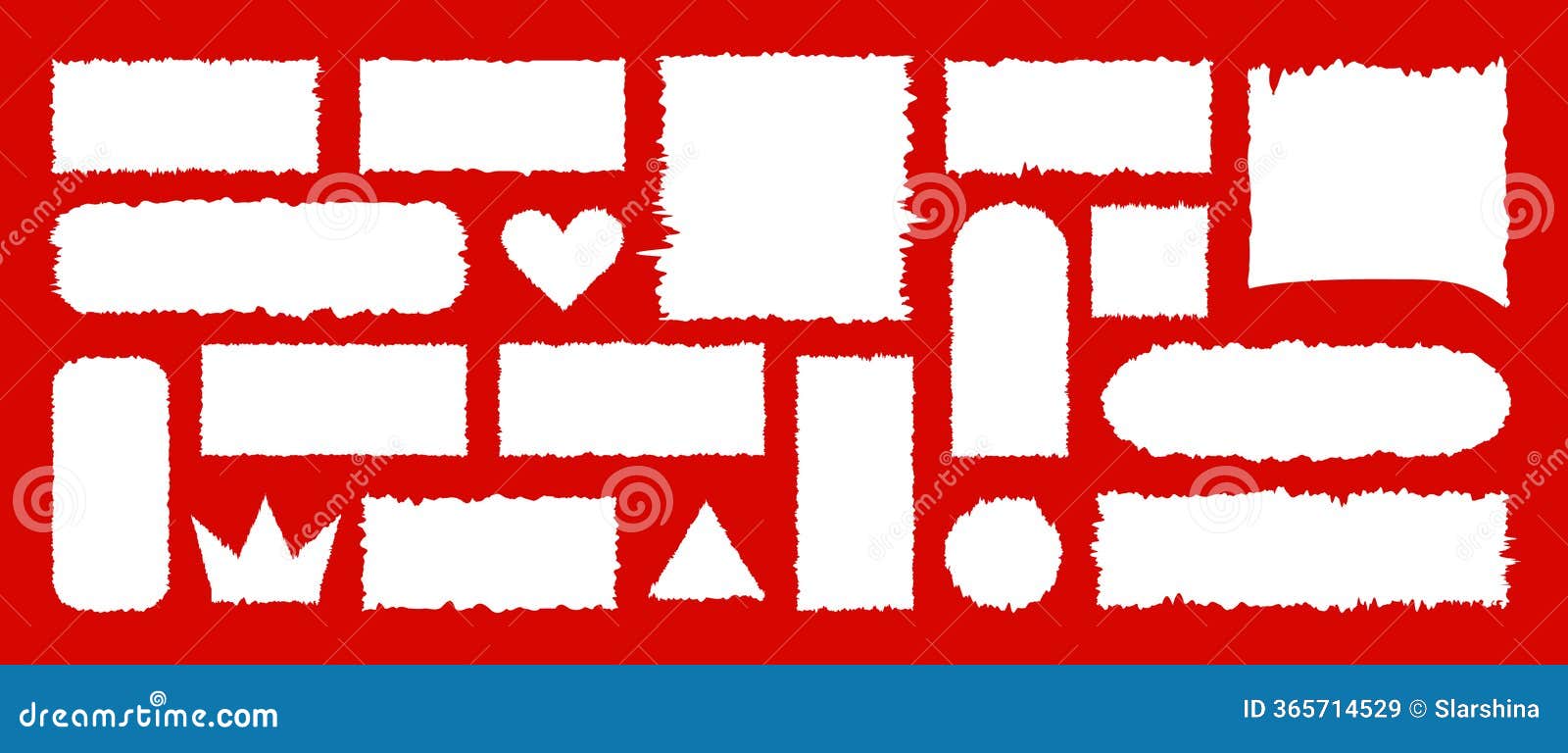 Set Jagged Rectangle Torn Paper Border, Frame Sharp Silhouette Isolated ...