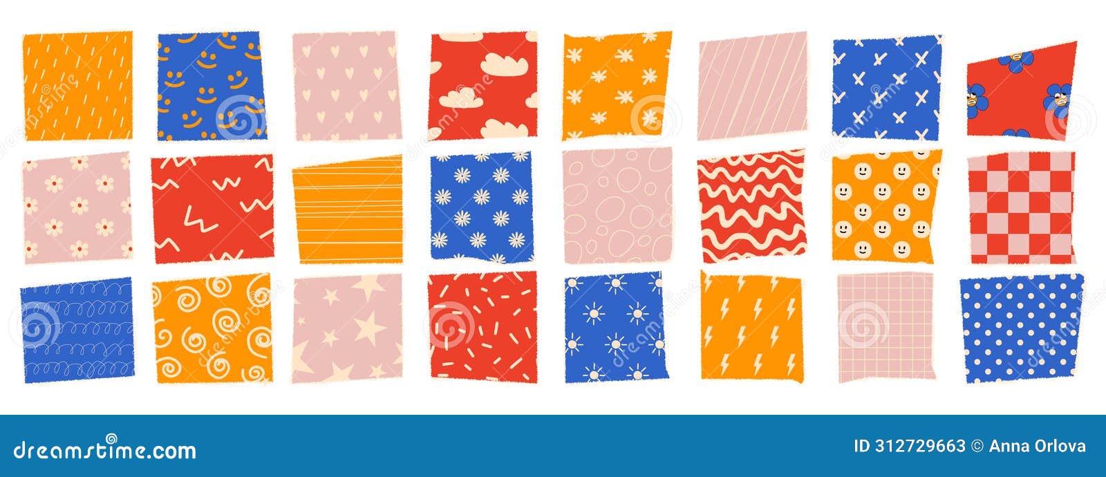 Jagged Rectangle with Funny Pattern. Torn Paper Items for Collage ...