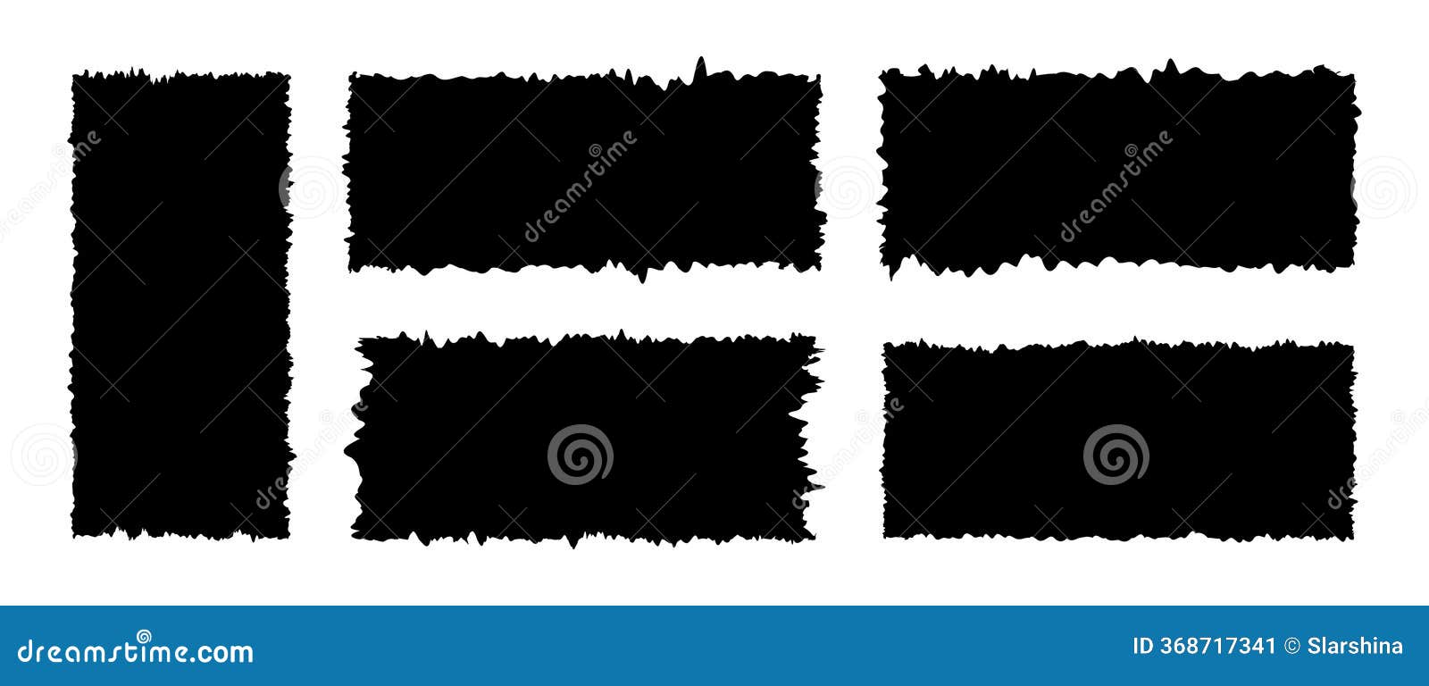 Set Jagged Rectangle Torn Paper Border, Frame Sharp Silhouette Isolated ...
