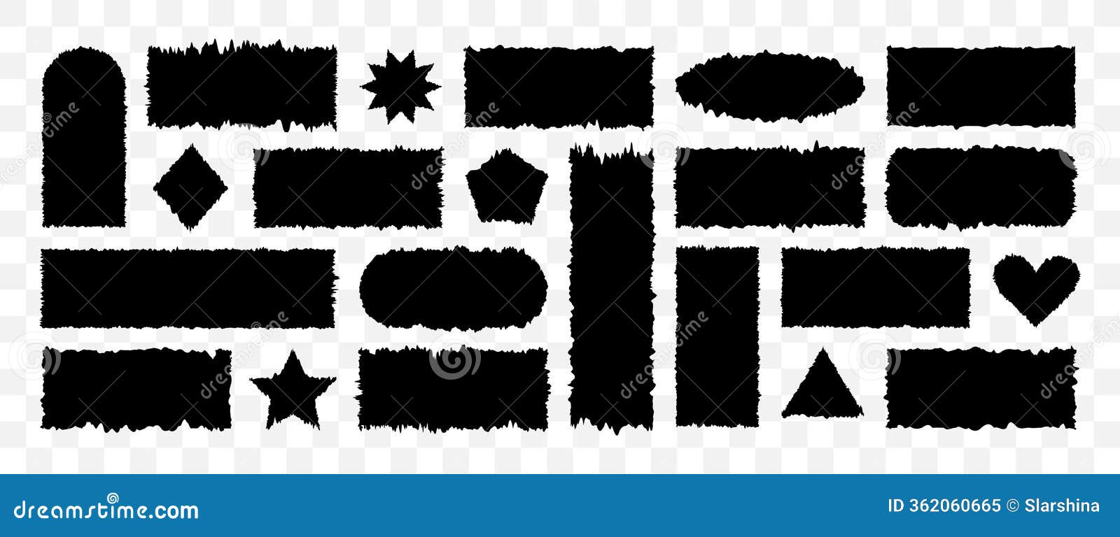 Set Jagged Rectangle Torn Paper Border, Frame Sharp Silhouette Isolated ...
