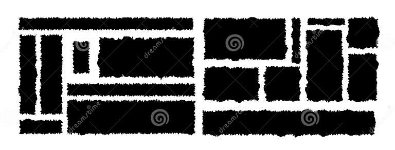 Jagged Rectangle Shapes Set. Collection Rectangular Symbols with Jagged ...
