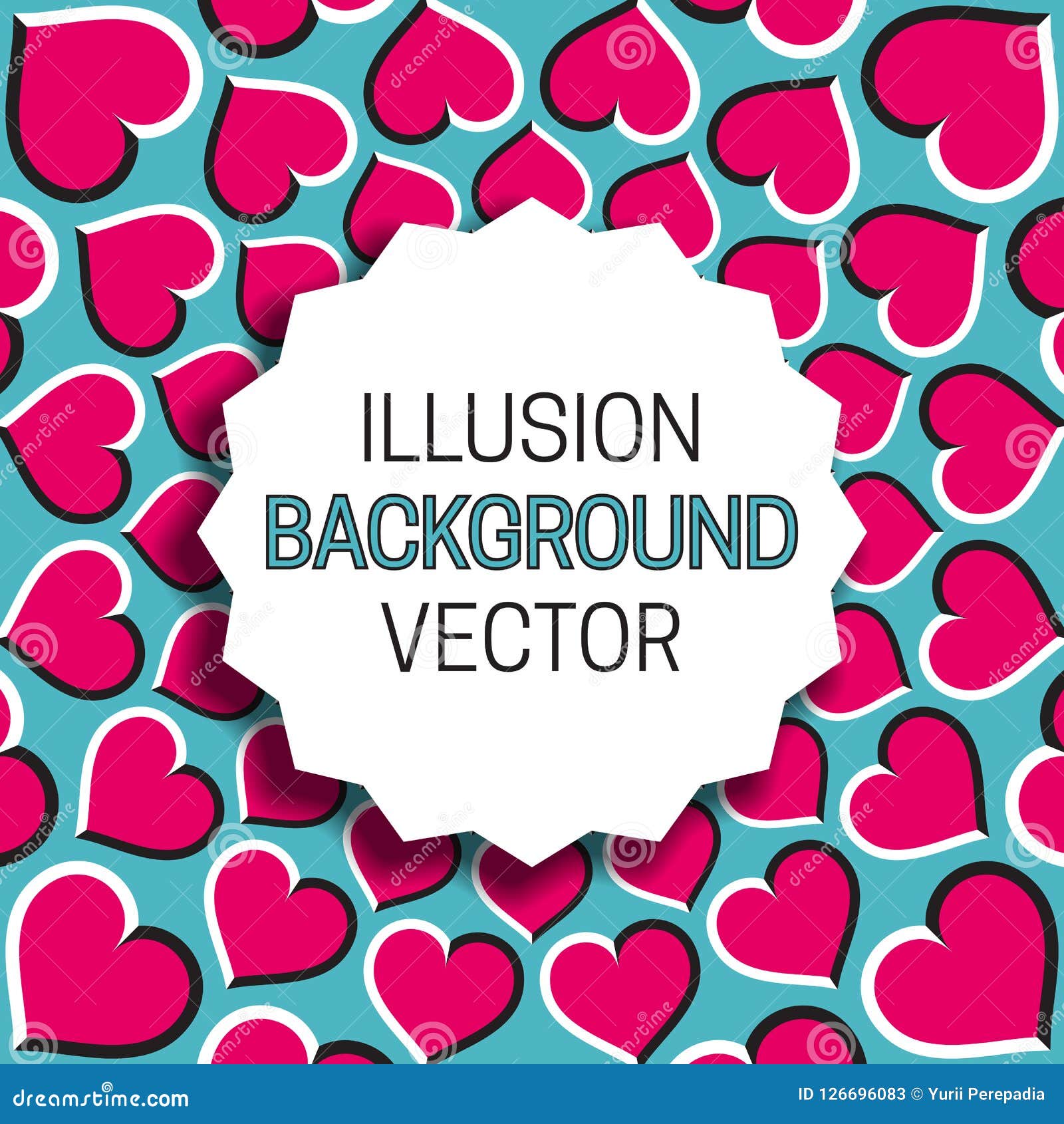 Jagged Round Frame with Shadow on Illusion Background of Moving Hearts ...