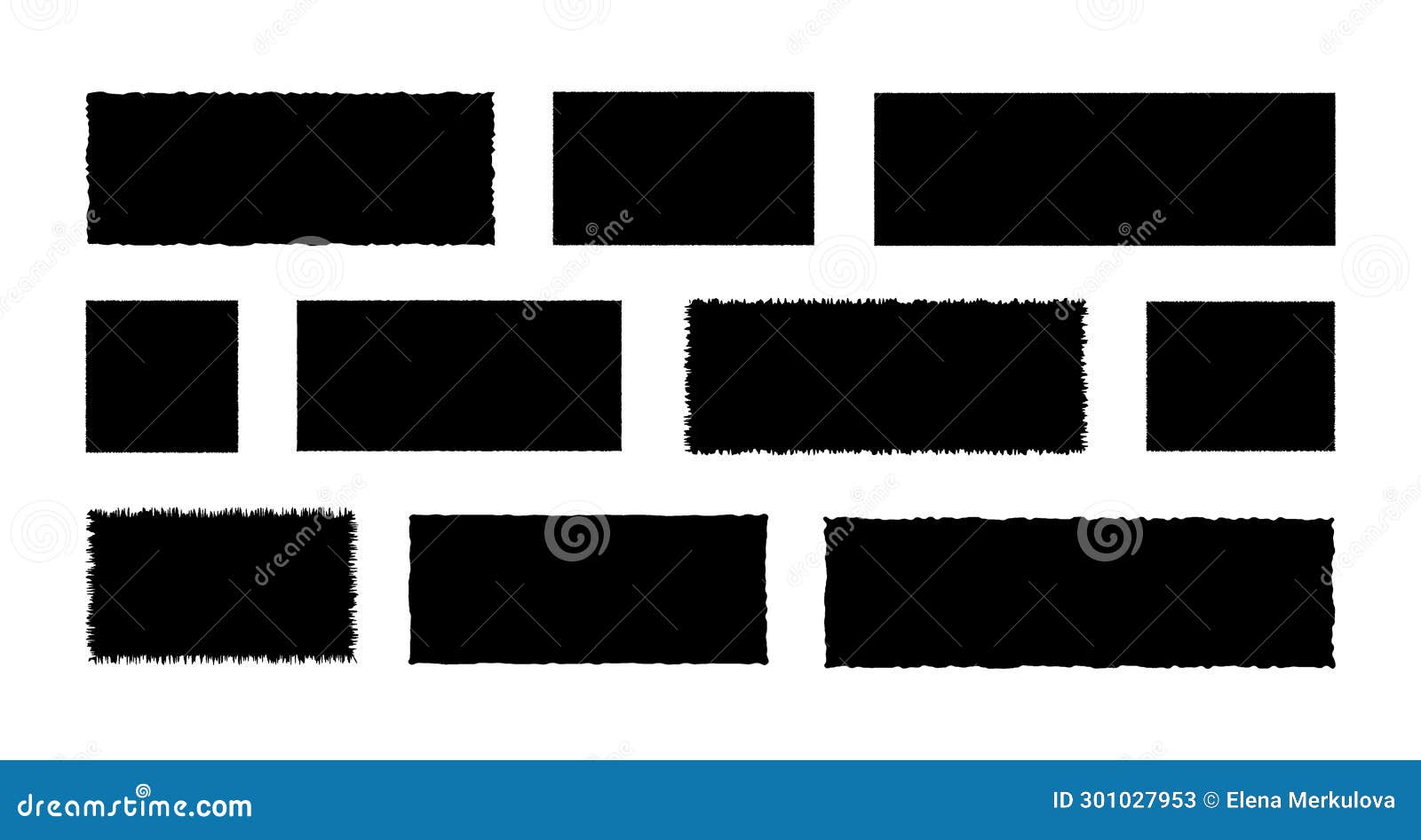 Jagged Shapes, Ripped Paper Set. Torn Rectangle Frames with Jagged ...