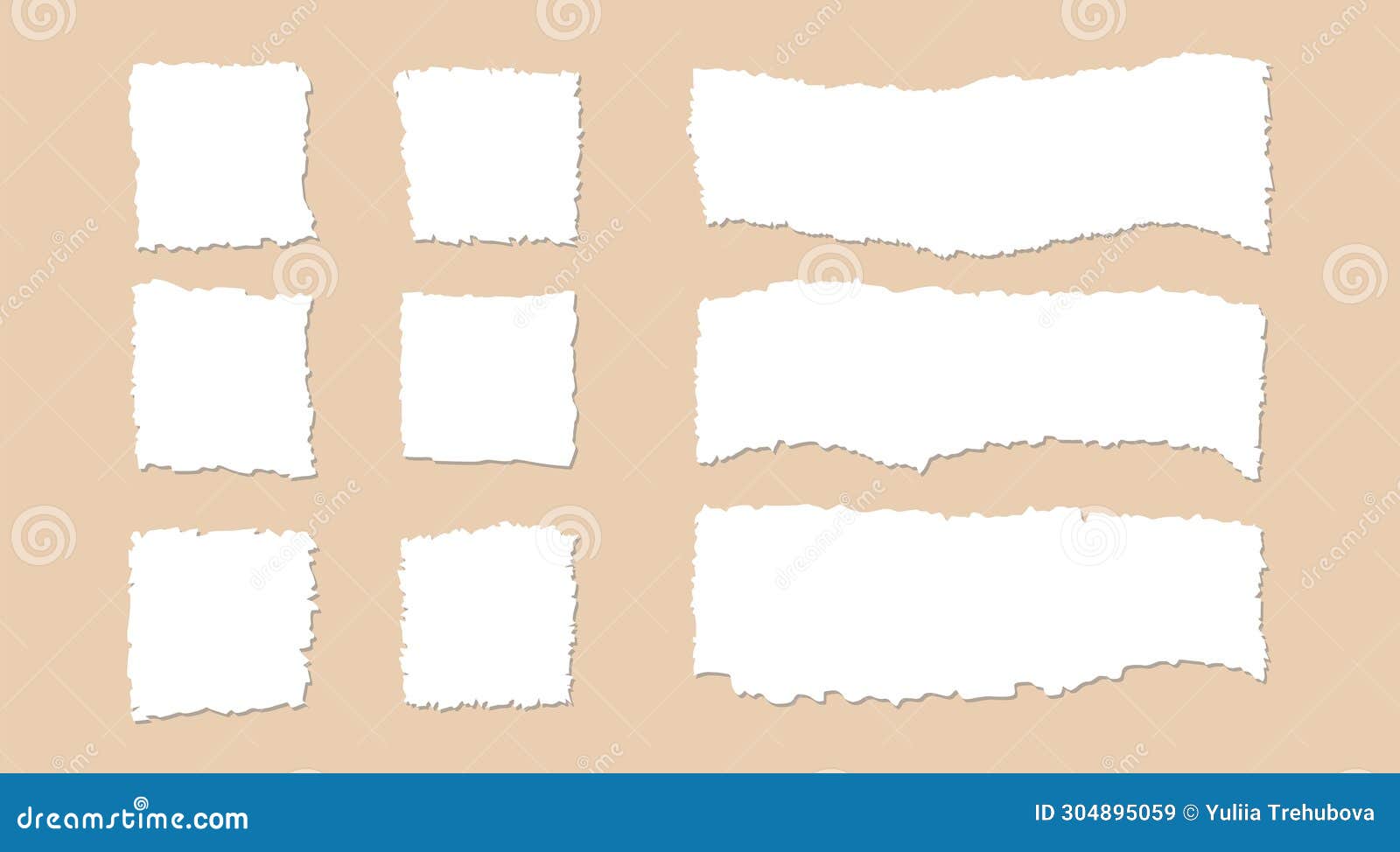 Jagged Torn Paper Set. Black Shape Ripper and Strip. Texture Grunge ...