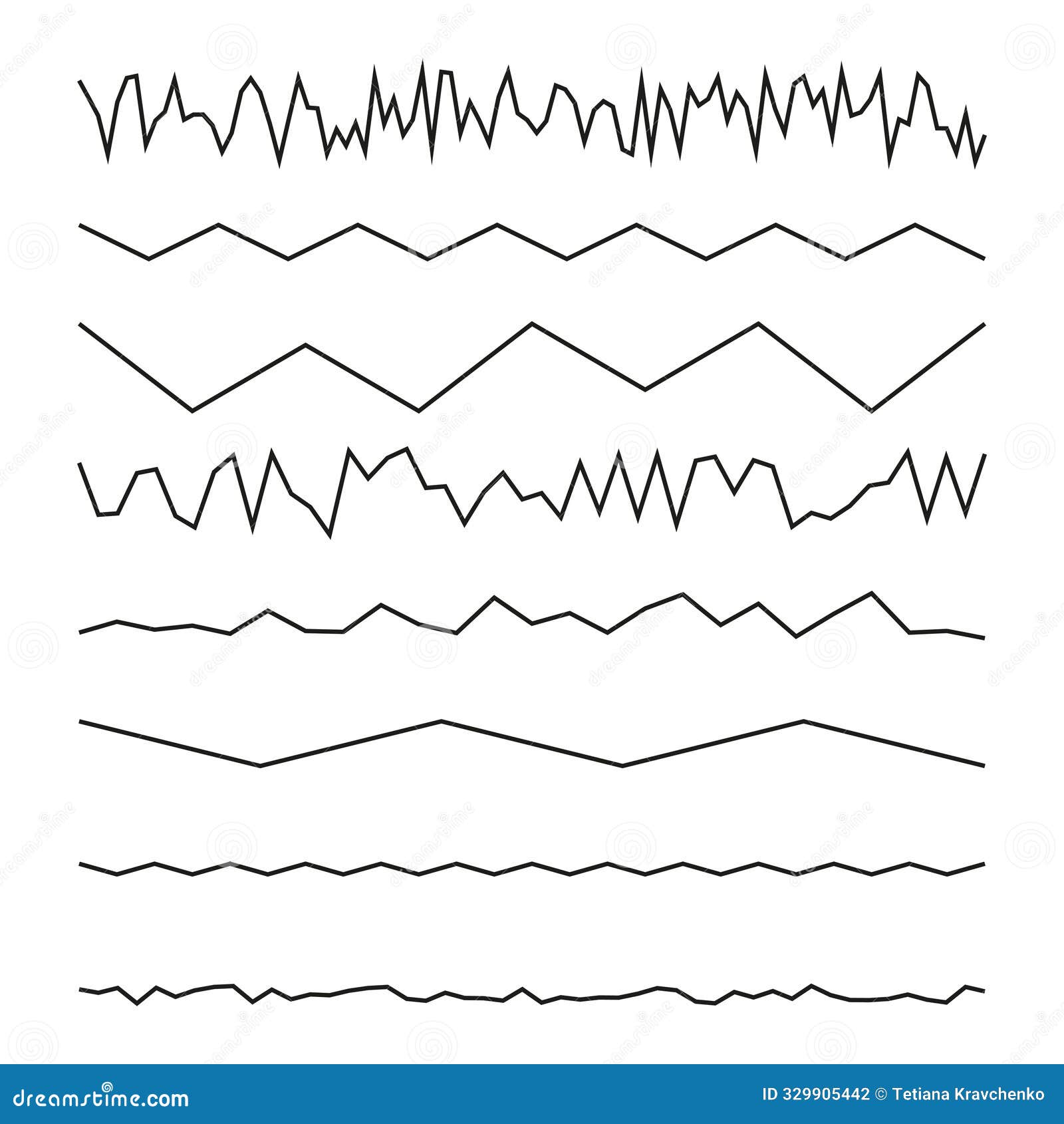 Jagged and Wavy Lines. Black and White Vector Set. Geometric and ...