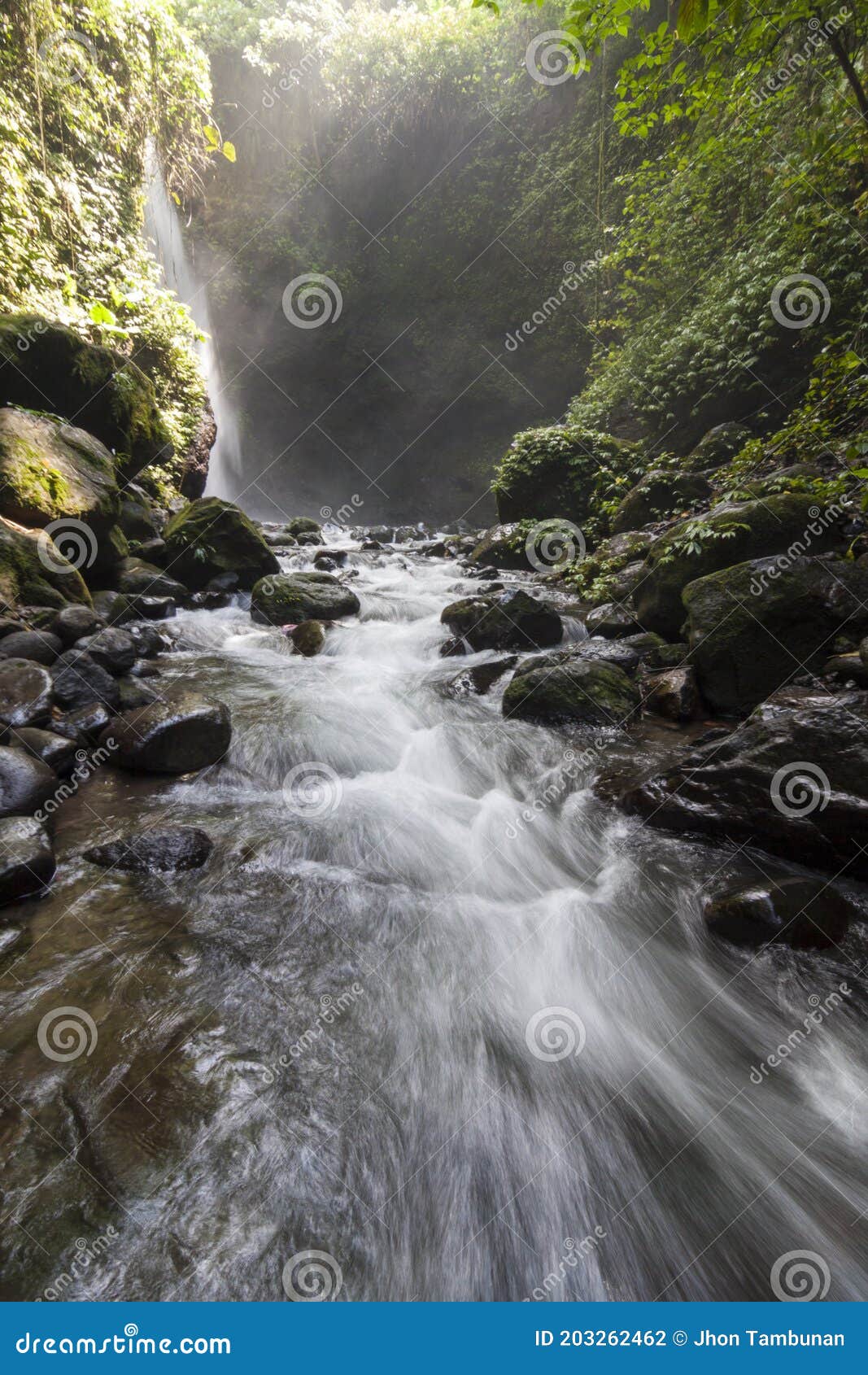 Jagir Waterfall, Located in Kampung Anyar Village. Stock Photo - Image ...