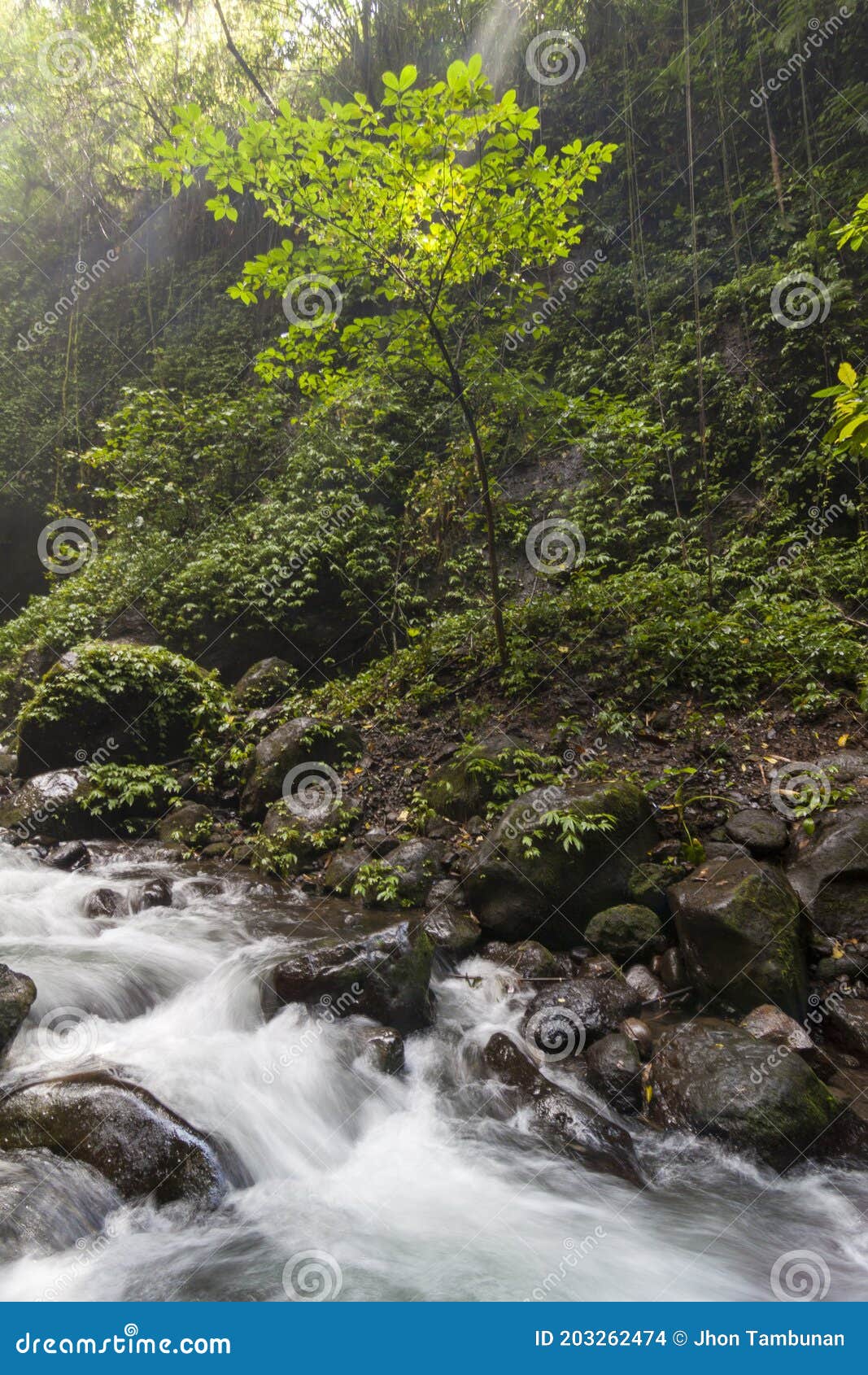 Jagir Waterfall, Located in Kampung Anyar Village. Stock Photo - Image ...