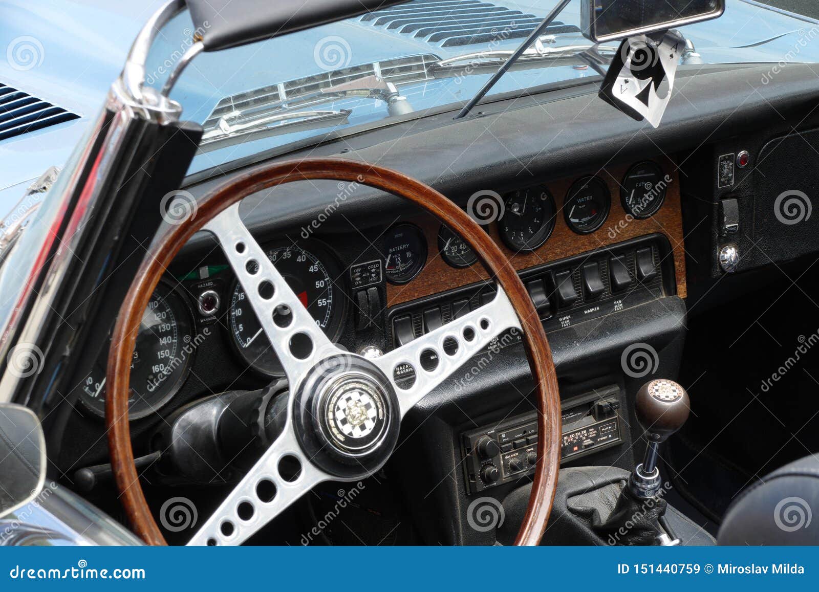 Classic Car Chrome Interior Stock Image - Image of classic, wheel ...