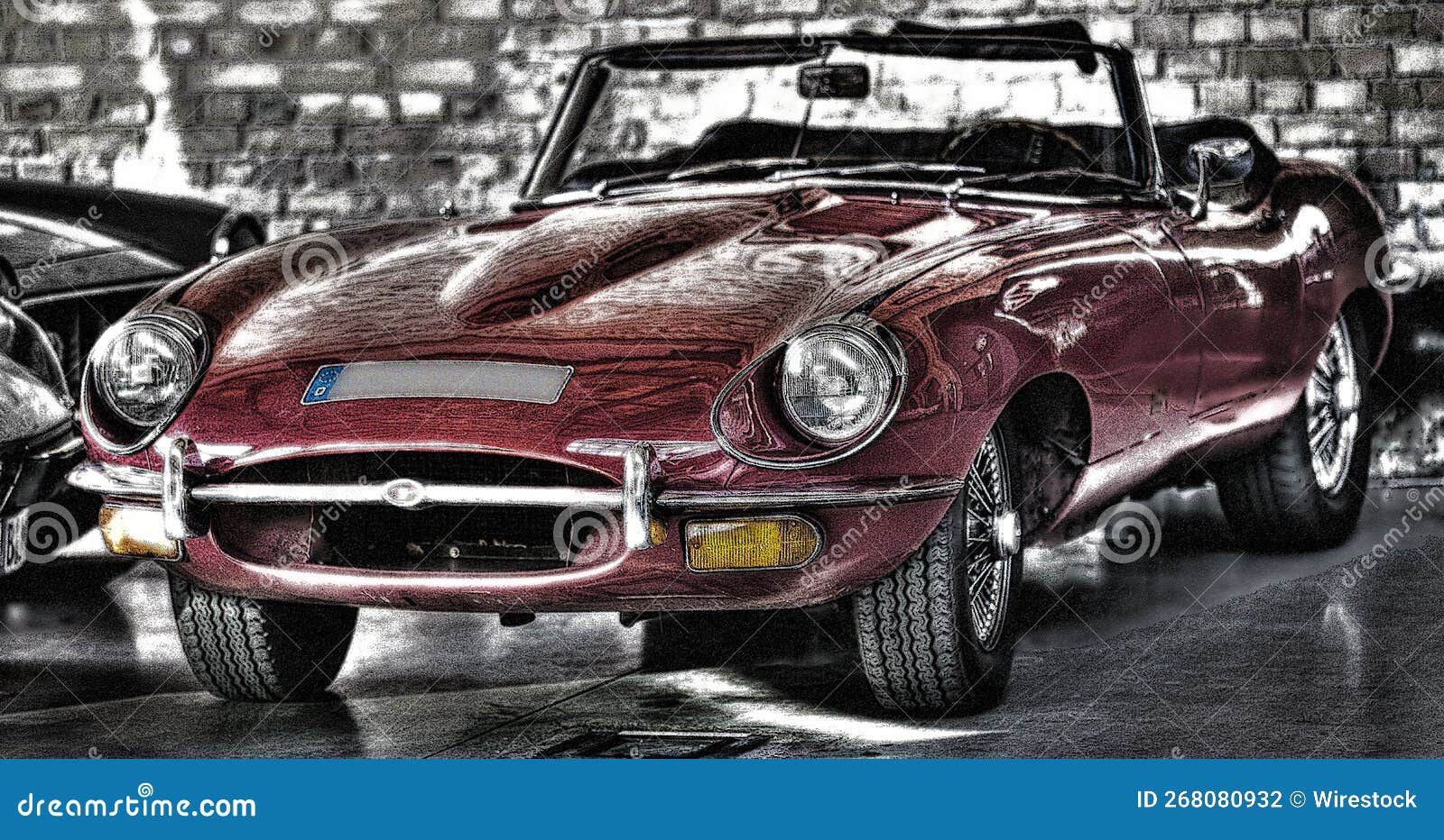 Jaguar E-Type Convertible HDR Red Parked in a Garage Editorial ...