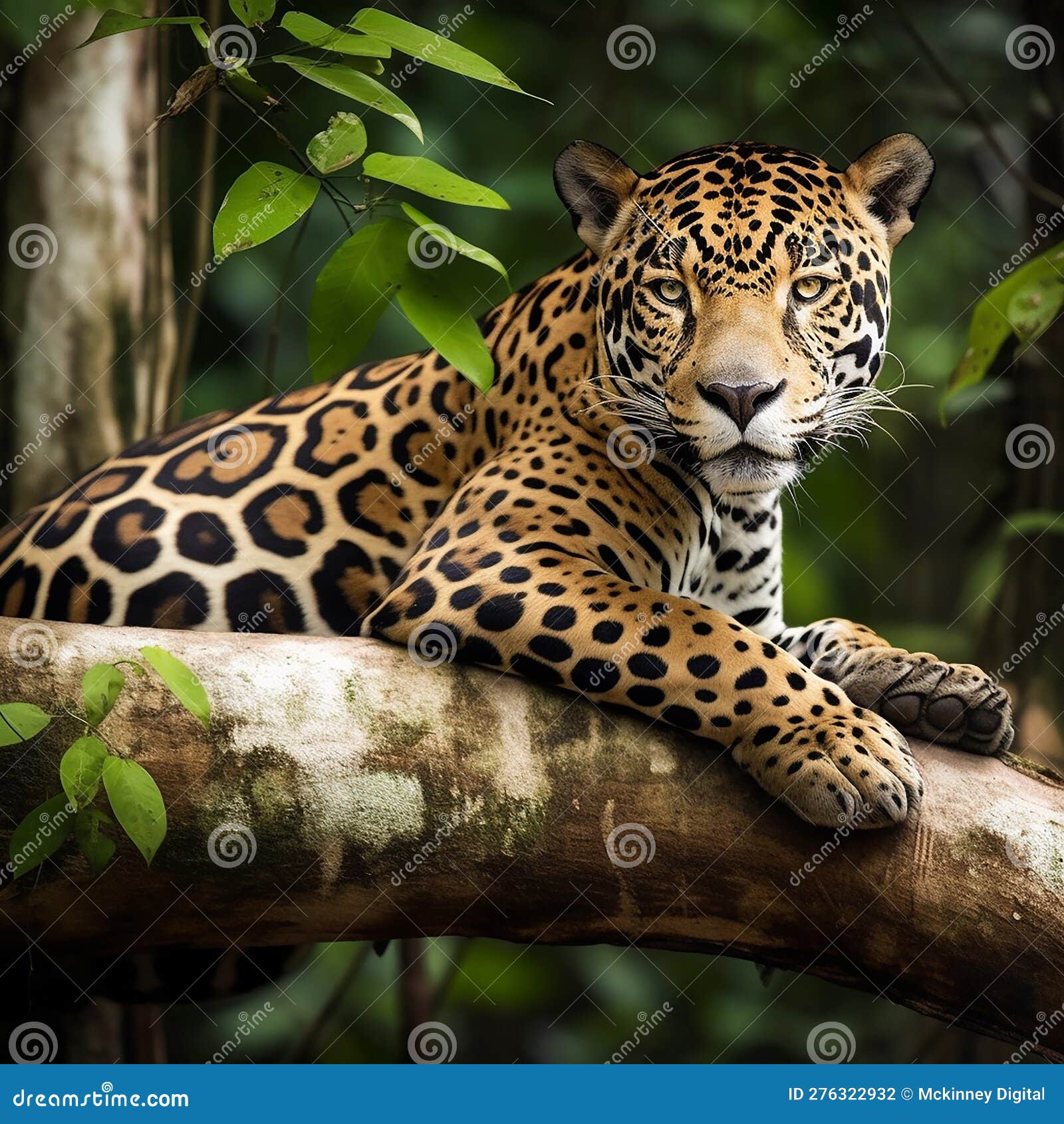 Jaguar Perched Atop a Tree. Created Using Ai Generative. Stock ...