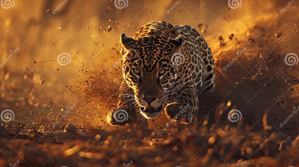 A Jaguar is Running in Very Fast Speed Stock Illustration ...