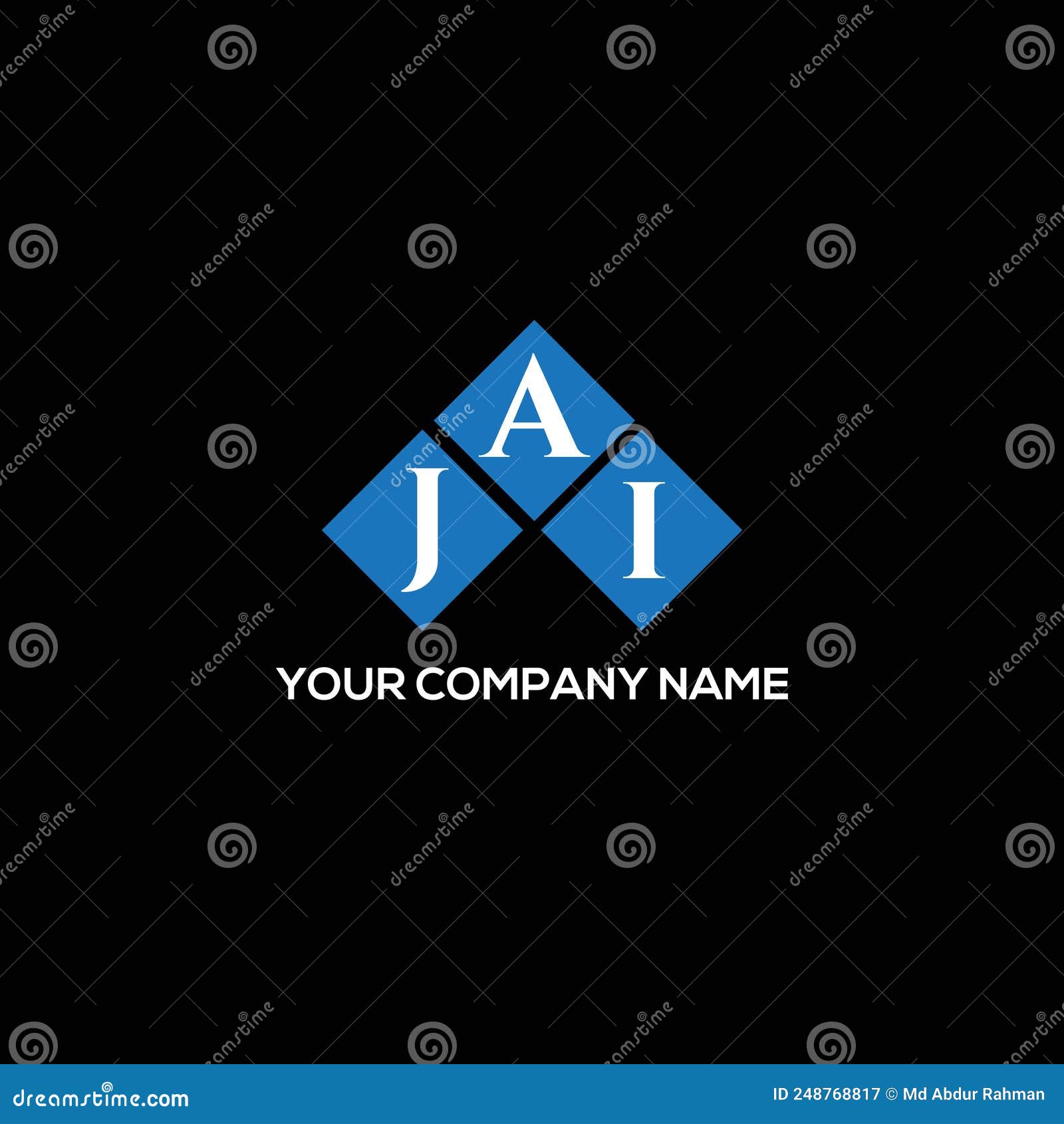 JAI Letter Logo Design on BLACK Background. JAI Creative Initials ...
