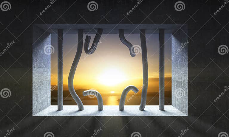 Jail Bar and Sunset Background Stock Illustration - Illustration of ...
