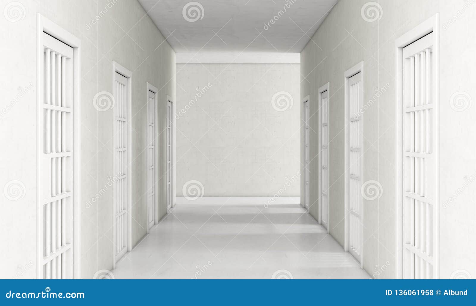Jail Corridor With Grid Door In Cartoon Style.Hallway Prison Cell ...
