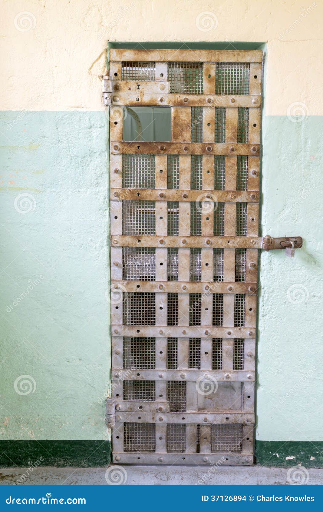 Jail cell door in a prison stock photo. Image of incarcerated - 37126894