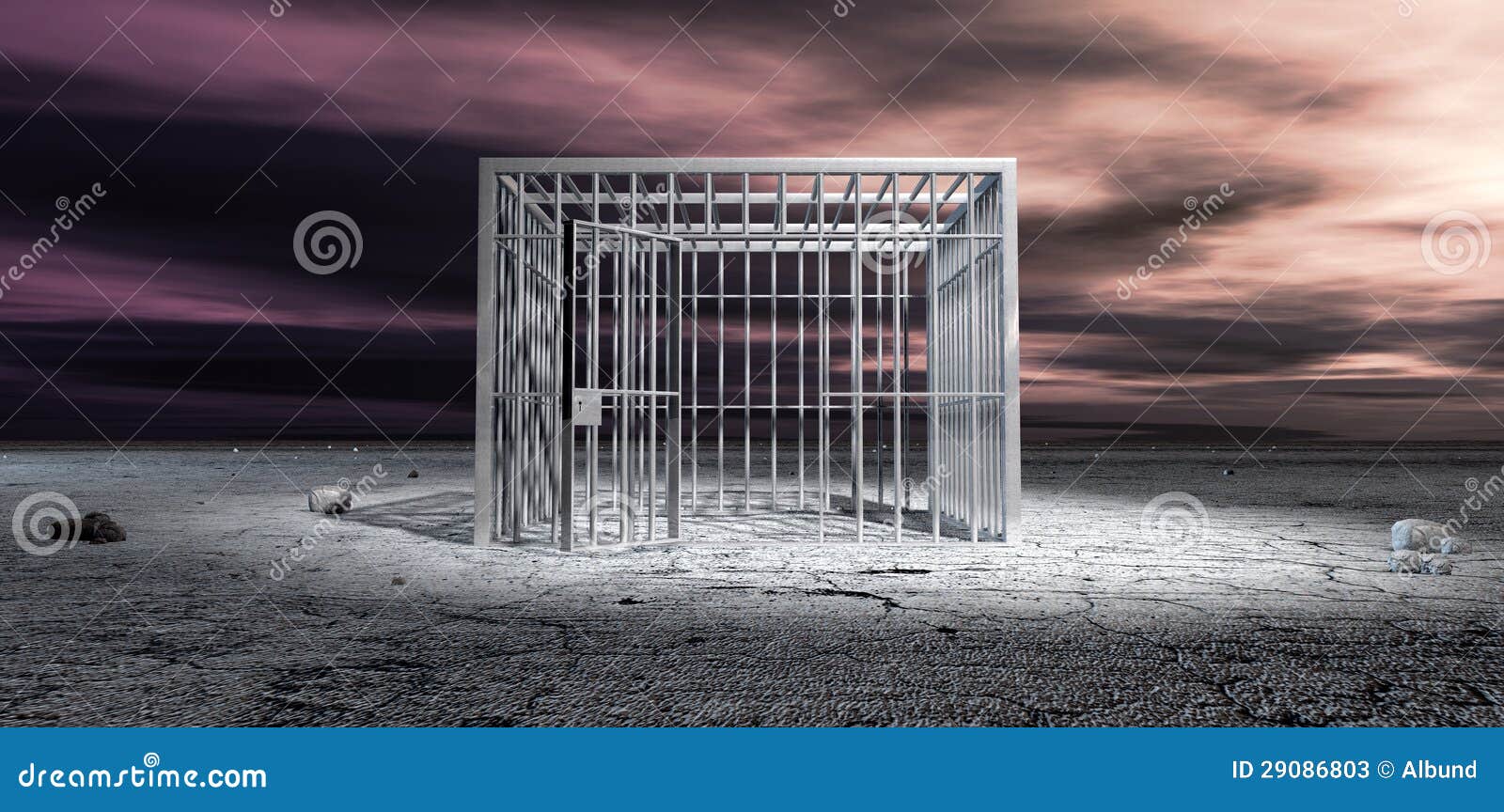 Jail Cell Unlocked in Barren Landscape Stock Image - Image of custody ...