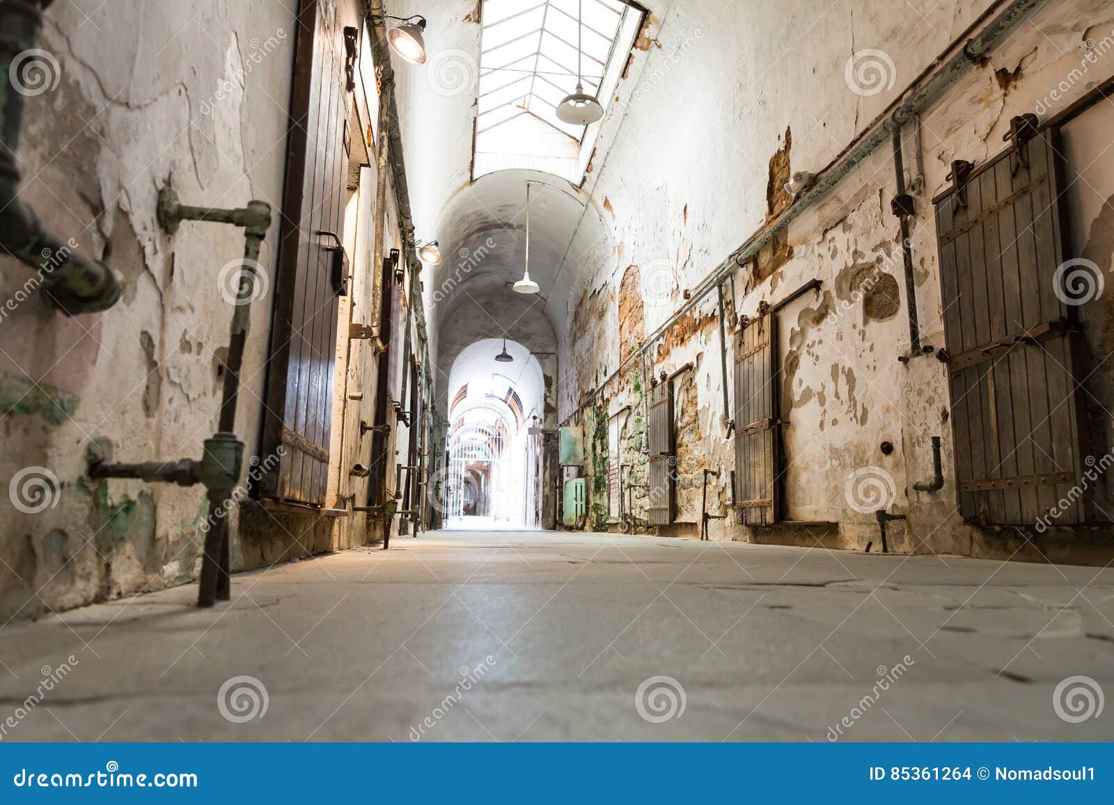 Jail Hallway with Locked Doors. Editorial Stock Image - Image of ...
