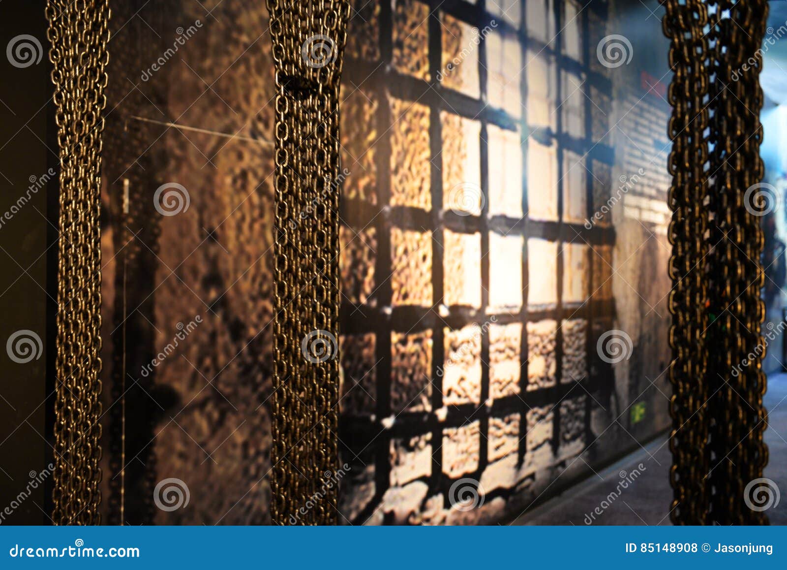 Jail with iron chain stock photo. Image of building, engine - 85148908