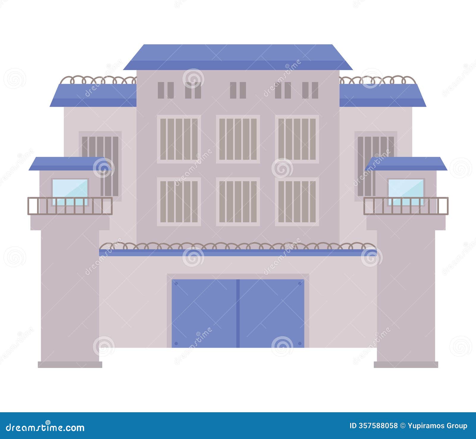 Prison Building With Observation Towers Vector | CartoonDealer.com ...