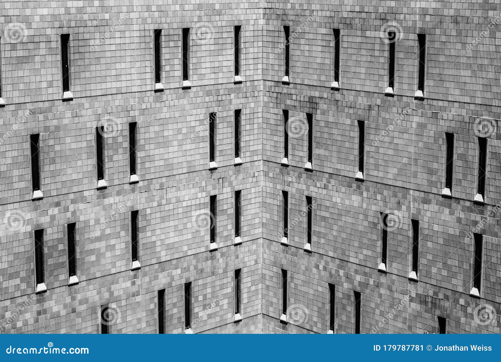 Jail or Prison Harsh Brick Exterior. Thin Windows Let in a Minimum of ...