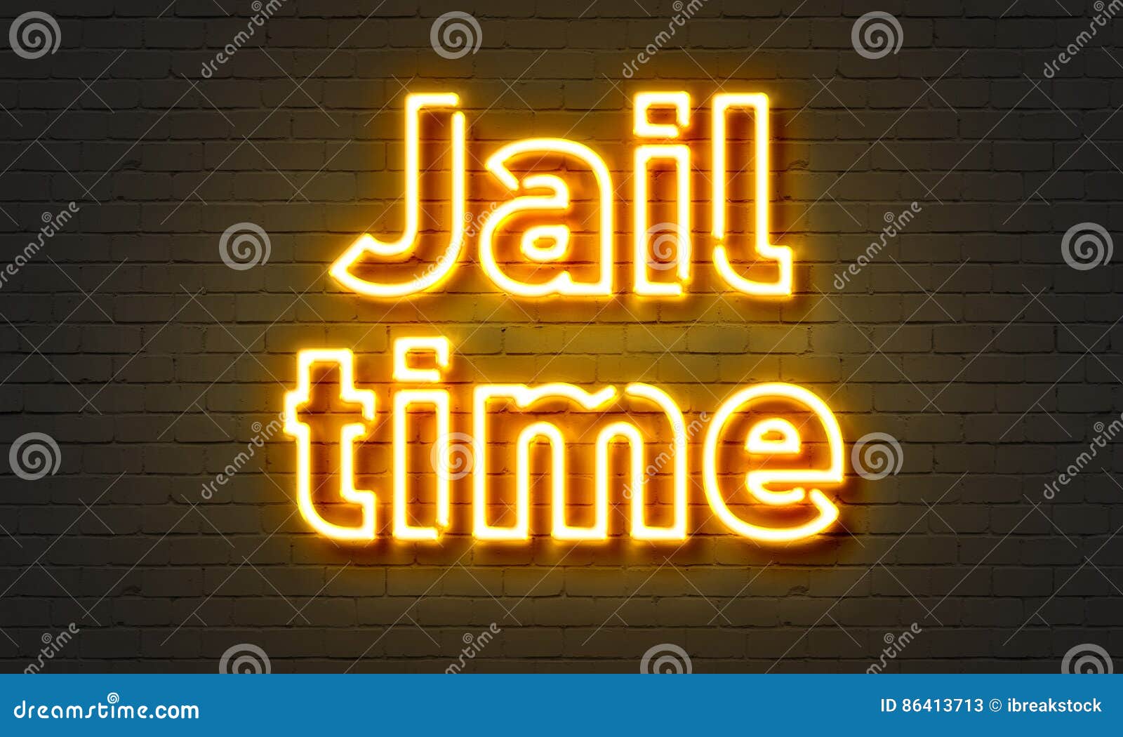 Jail Time Neon Sign on Brick Wall Background. Stock Image - Image of ...