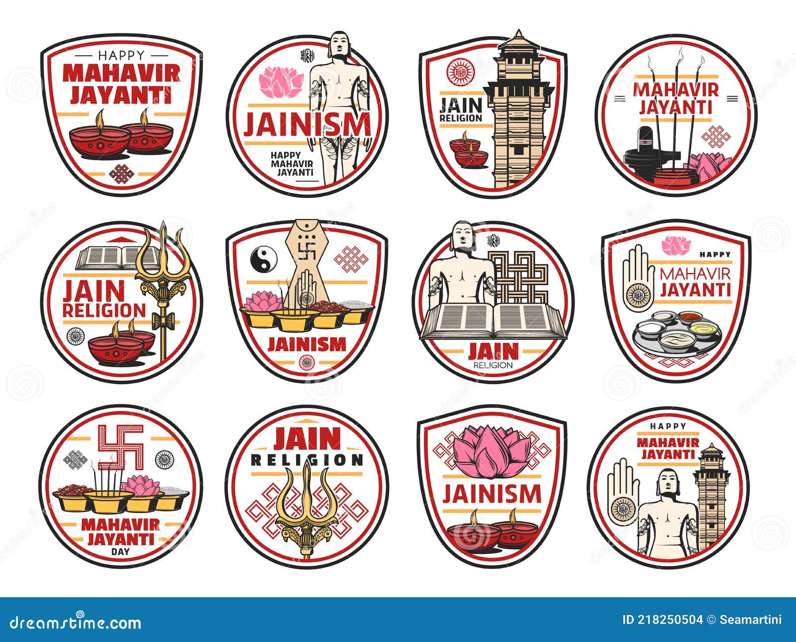 Jainism or Jain Dharma Religion Isolated Icons Stock Vector ... Jainism or Jain Dharma Religion Isolated Icons Stock Vector ...