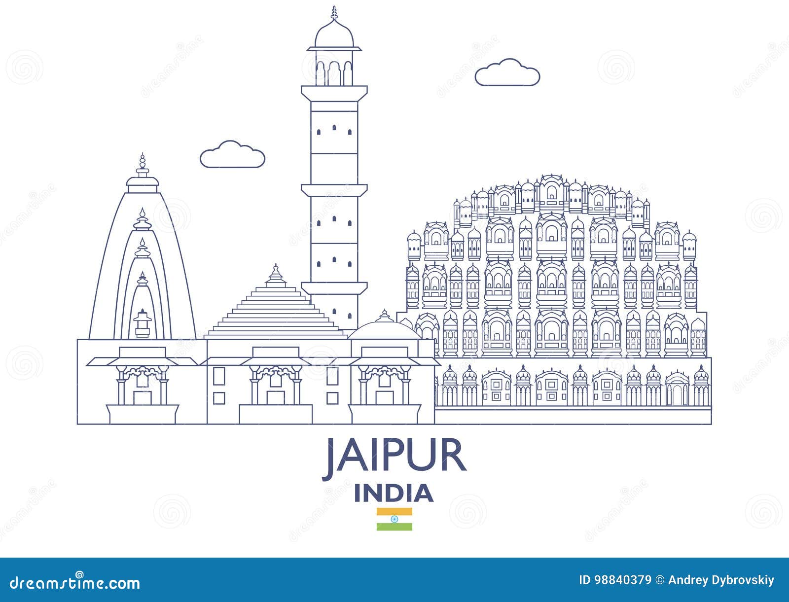 Jaipur City Skyline, India stock vector. Illustration of cityscape ...