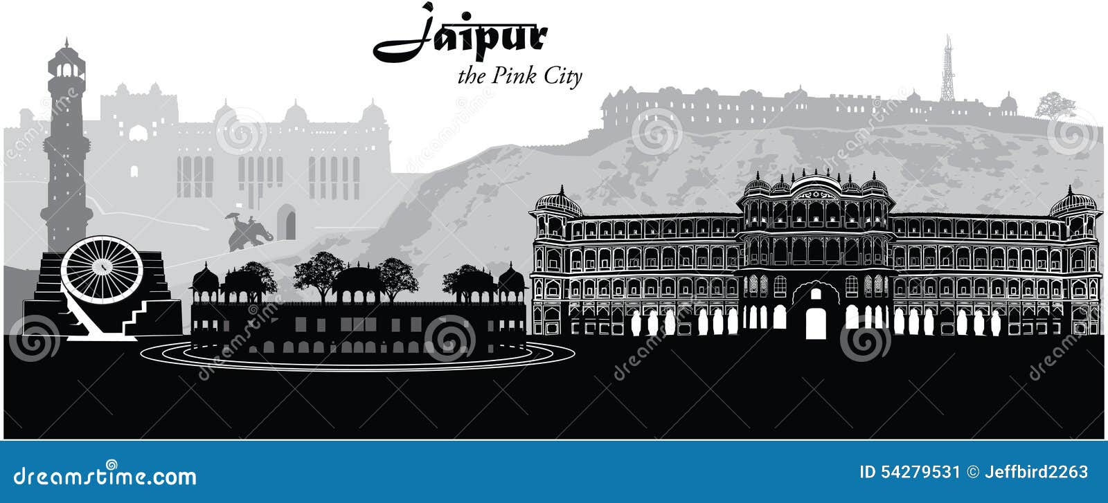 Jaipur Cityscape stock vector. Illustration of mantar - 54279531