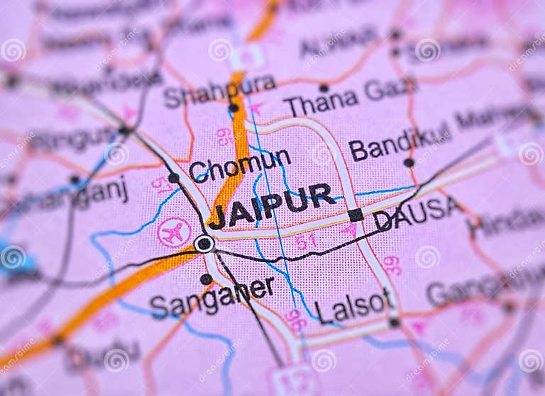 Jaipur on a Map of India with Blur Effect Stock Photo - Image of ...